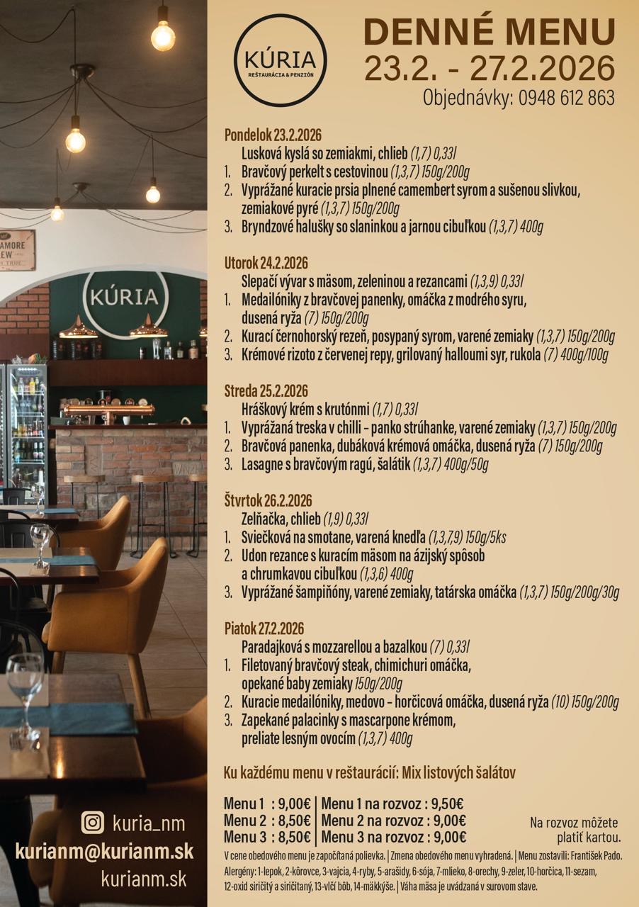 Denné menu | Reštaurácia Kúria